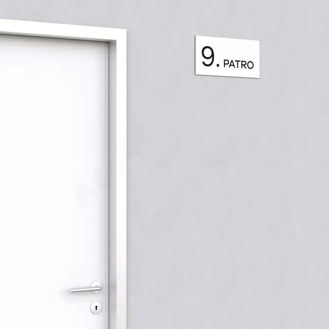 ACCEPT Označení podlaží "9. PATRO" - stříbrná tabulka - černý popis