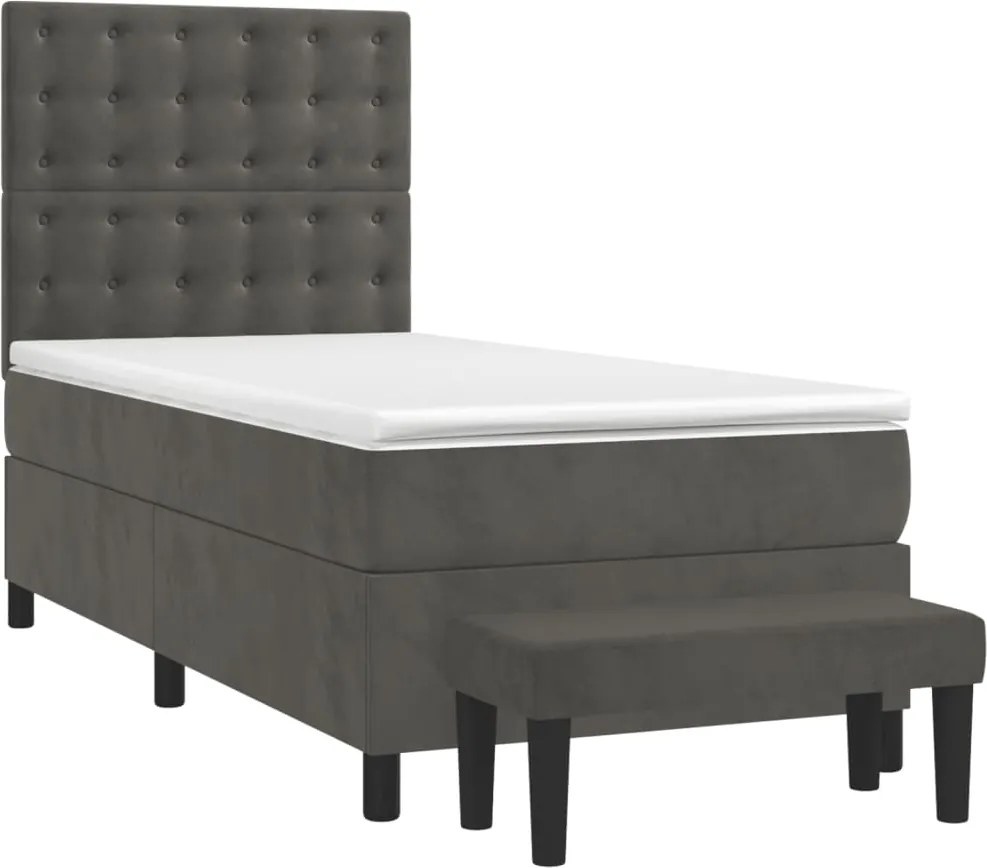 Box spring postel s matrací tmavě šedá 100x200 cm samet 3138068