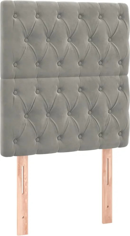 Box spring postel s matrací a LED světle šedá 90x200 cm samet 3136281