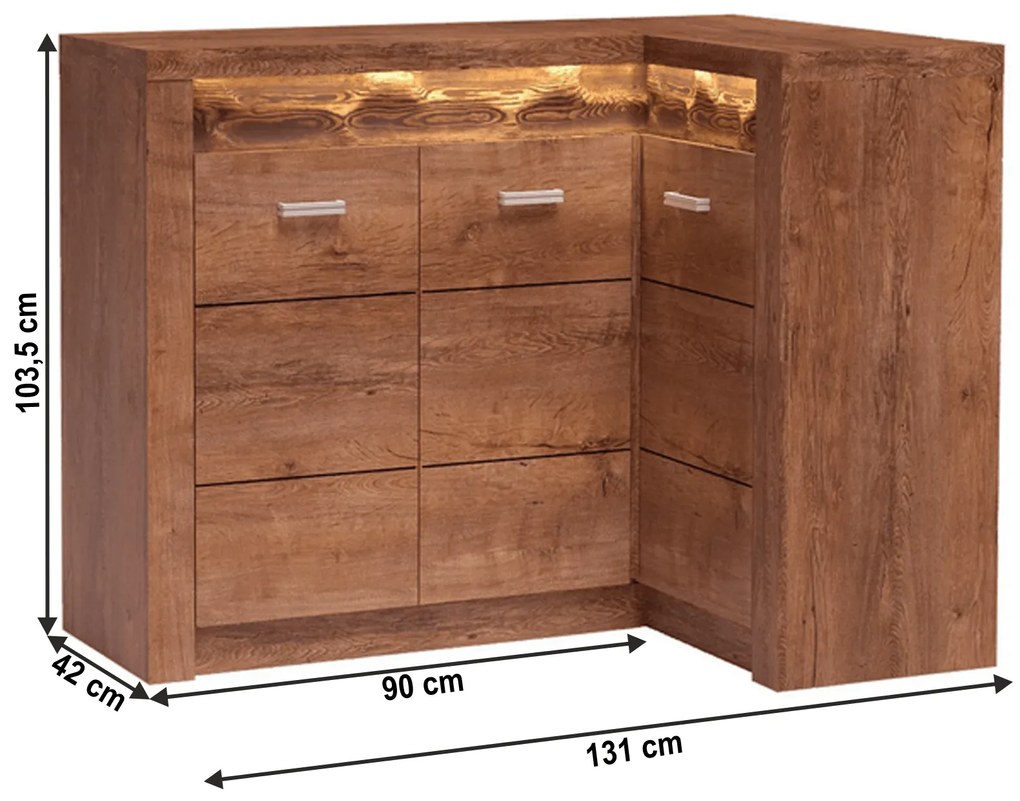 Kondela Rohová Komoda, jasan světlý, INFINITY I-15