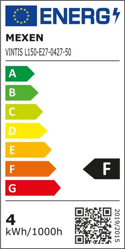 Mexen Vintis, LED filamentová žárovka E27, A60, 4 W, teplá bílá 2700K, jantarová, L150-E27-0427-50
