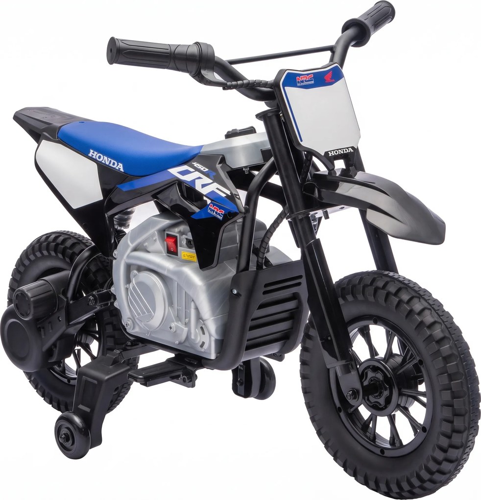AIYAPLAY Elektro motorka pro děti HONDA CRF 450R 12V dětský motokros s 35W motorem, lithiová baterie, zadní odpružení, kola 12 palců 370-485V90BK