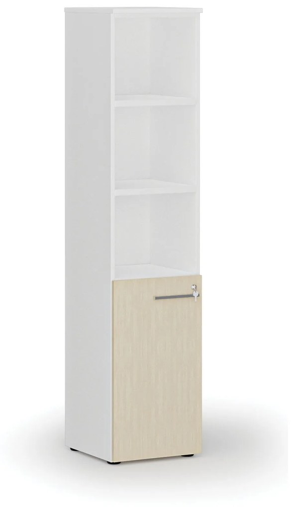 Kombinovaná kancelářská skříň PRIMO WHITE, dveře na 2 patra, 1781 x 400 x 420 mm, bílá/grafit