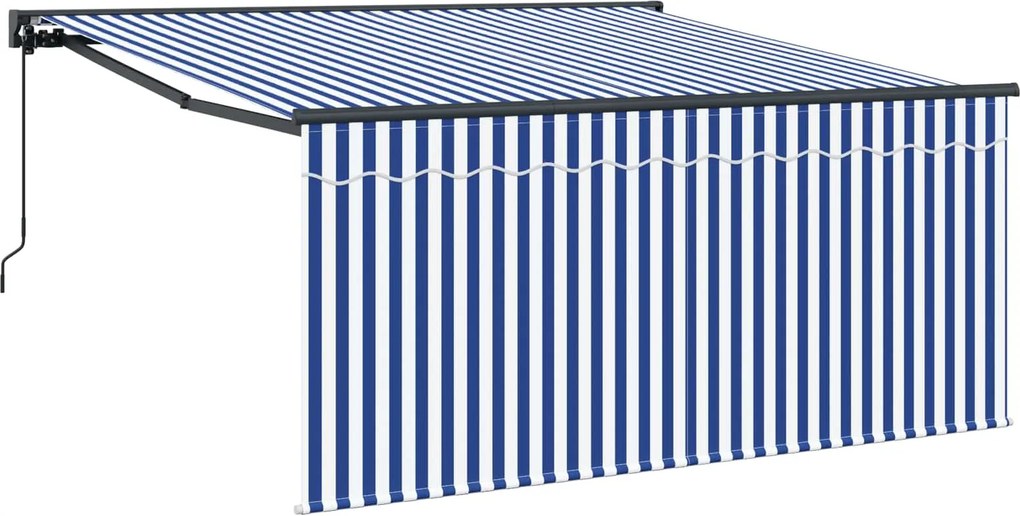 Stahovací markýza Modrá a bílá 300 x 250 cm Polyester a hliník 3329913