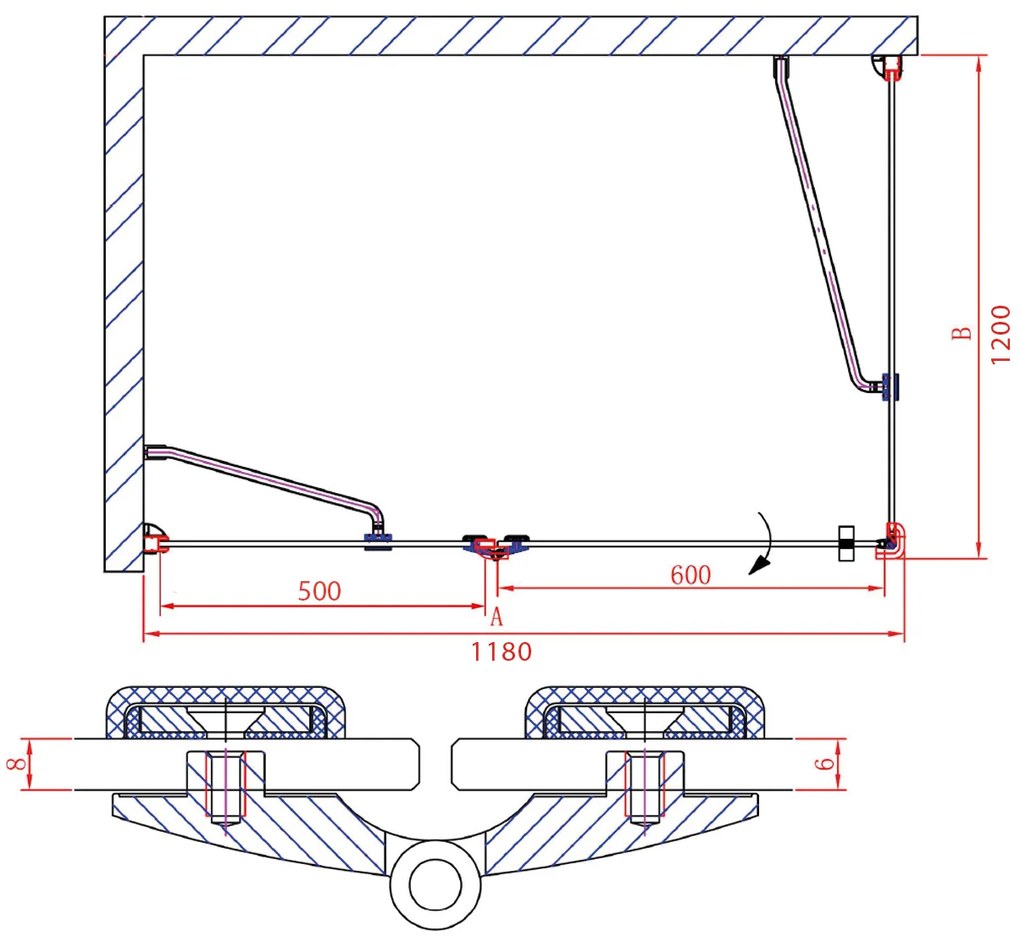 Gelco Sprchové dveře otočné pro montáž s boční stěnou - sklo čiré š. 120 cm, v. 190 cm, GL1112
