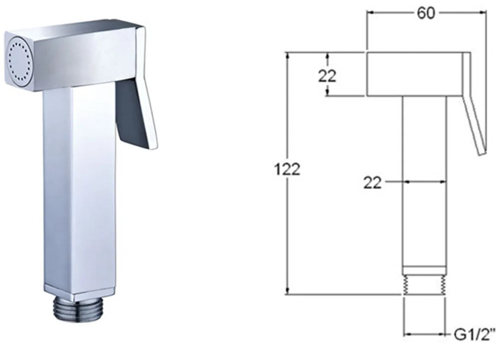 Sapho Sapho, LATUS podomítková baterie s bidetovou sprškou Latus, hranatá, 1102-46-01