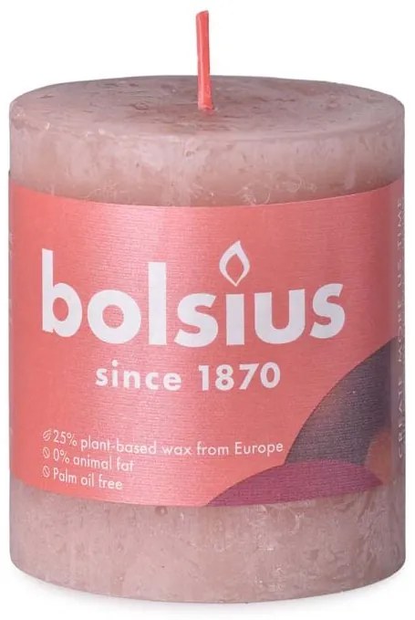 Bolsius Rustic Shine Válec 68x80mm Misty Pink, růžová svíčka