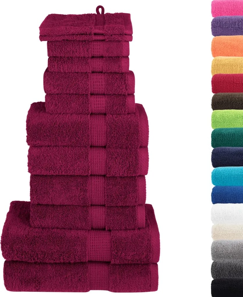 12dílná sada ručníků Premium SOLUND bordó 600 g/m² 137573