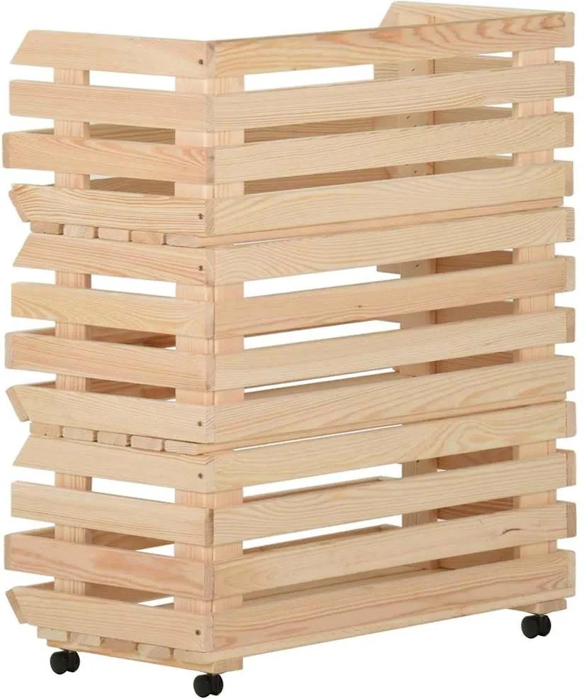 Vozík na zeleninu 77 x 30 x 80 cm masivní borové dřevo 327327