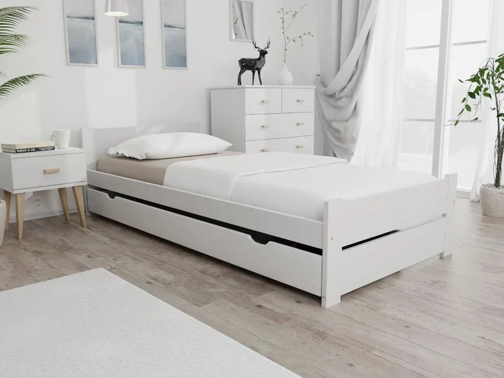 Postel IKAROS DOUBLE 80 x 200 cm, bílá Matrace: Matrace Coco Maxi 20 cm, Rošt: Bez roštu