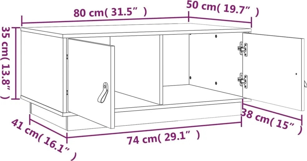 vidaXL Konferenční stolek 80 x 50 x 35 cm masivní borové dřevo [818252] Barva: medová hnědá