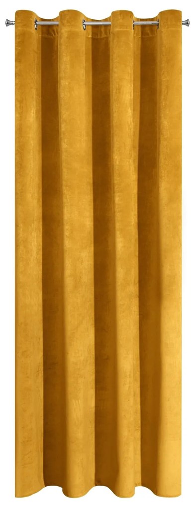 ZATEMŇOVACÍ ZÁVĚS NA KROUŽCÍCH RIA 140X250 CM HOŘČICOVÁ