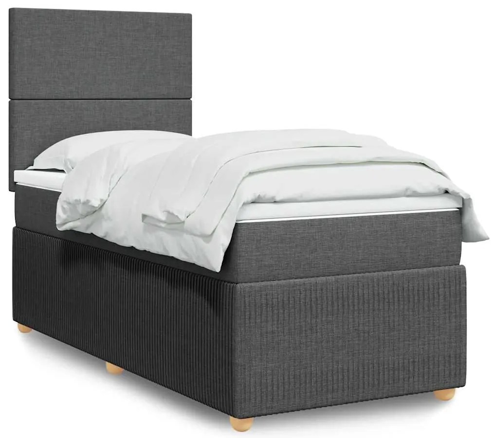 Box spring postel s matrací tmavě šedá 90x190 cm textil 3294205