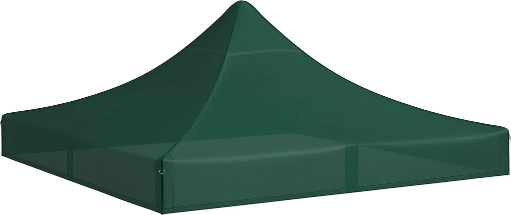 Náhradní střecha pro altán Outsunny 3x3 m pro oslavy - Tmavě zelený oxfordský textil, vodotěsná a UV ochrana se špičatou střechou | Aosom