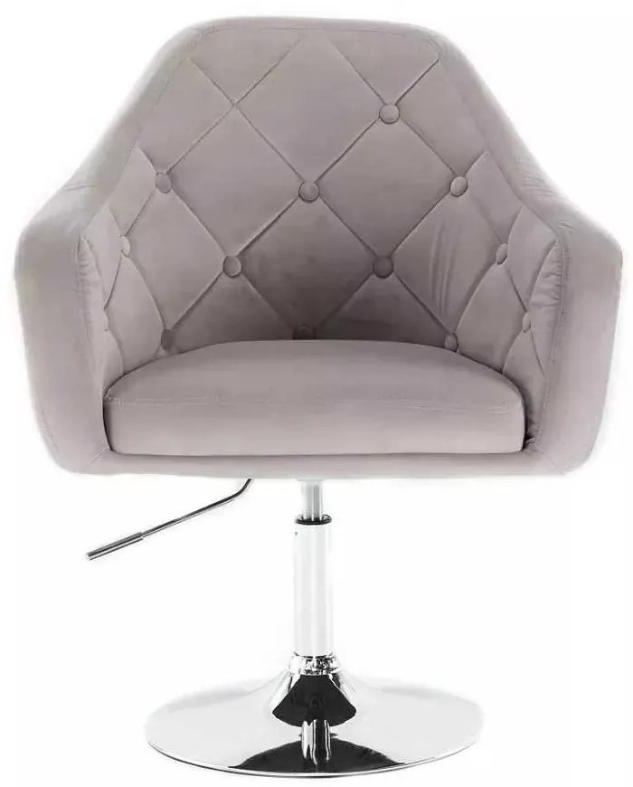 LuxuryForm DESIGN Otočné křeslo ANDORA VELUR na stříbrném talíři - světle šedé