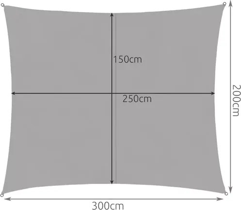 Stínící sluneční plachta 3 × 2 m – Šedá