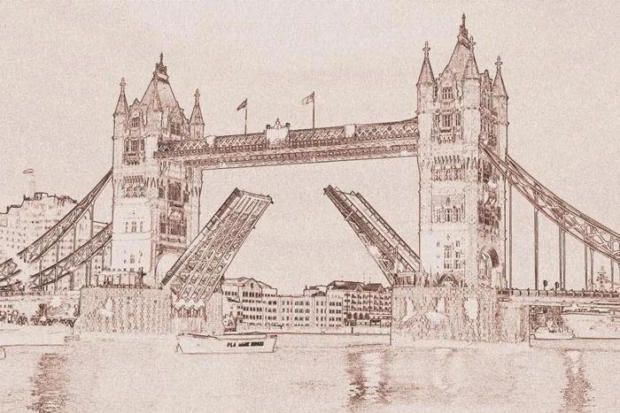 Fototapeta DIMEX Tower Bridge Painting Brown XL-307| 330 x 220 cm