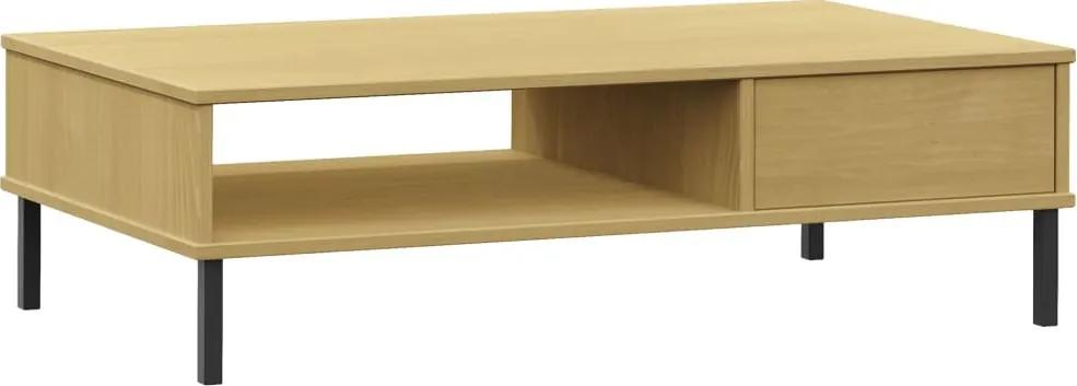 vidaXL Konferenční stolek s kovovými nohami masivní borovice OSLO [351036] Barva: Bílá
