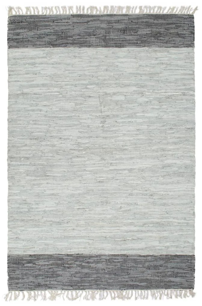 133970 vidaXL Ručně tkaný koberec Chindi kůže 120 x 170 cm šedý