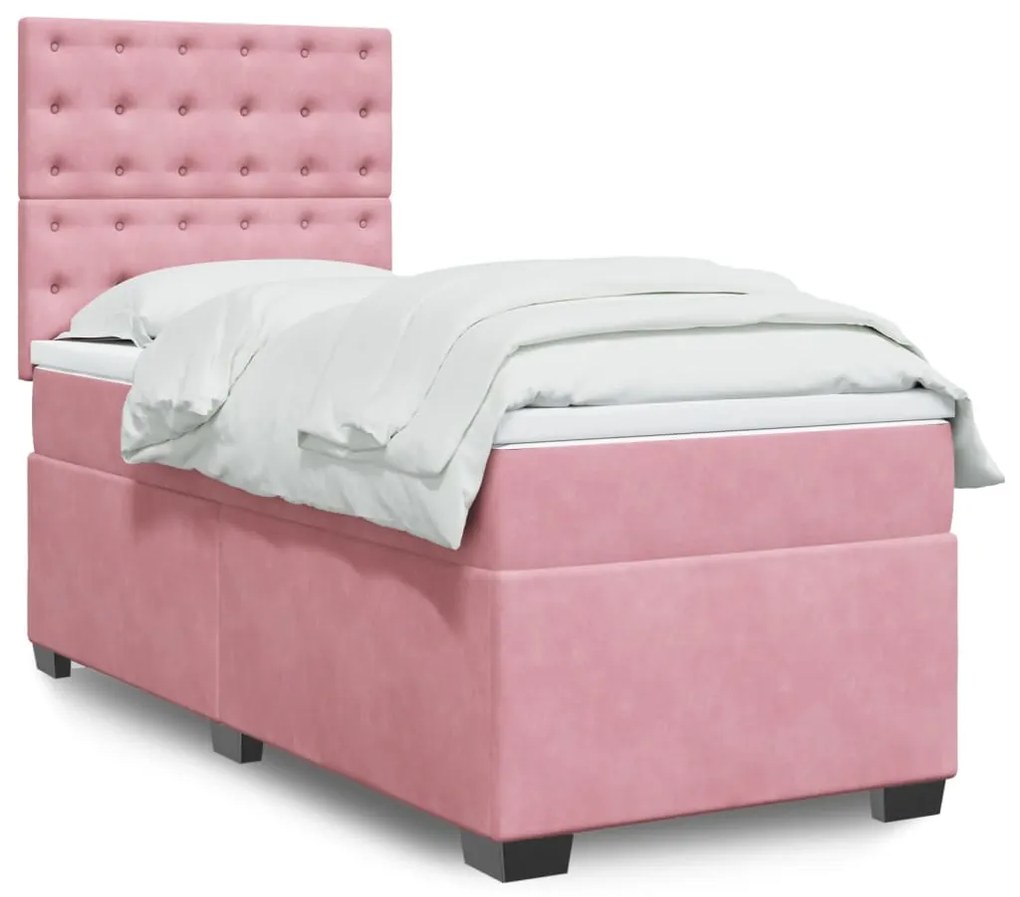 Box spring postel s matrací růžová 80 x 200 cm samet 3290779