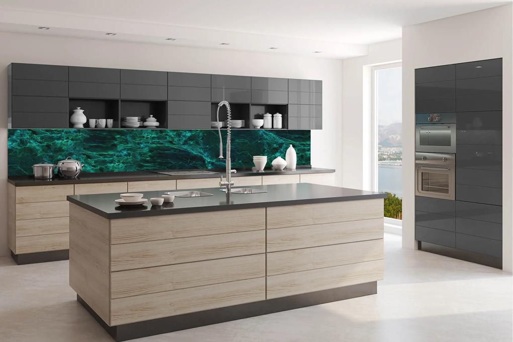 DIMEX | Fototapeta do kuchyně Tmavě zelená mramorová textura KI-350-281 | 350 x 60 cm | zelená