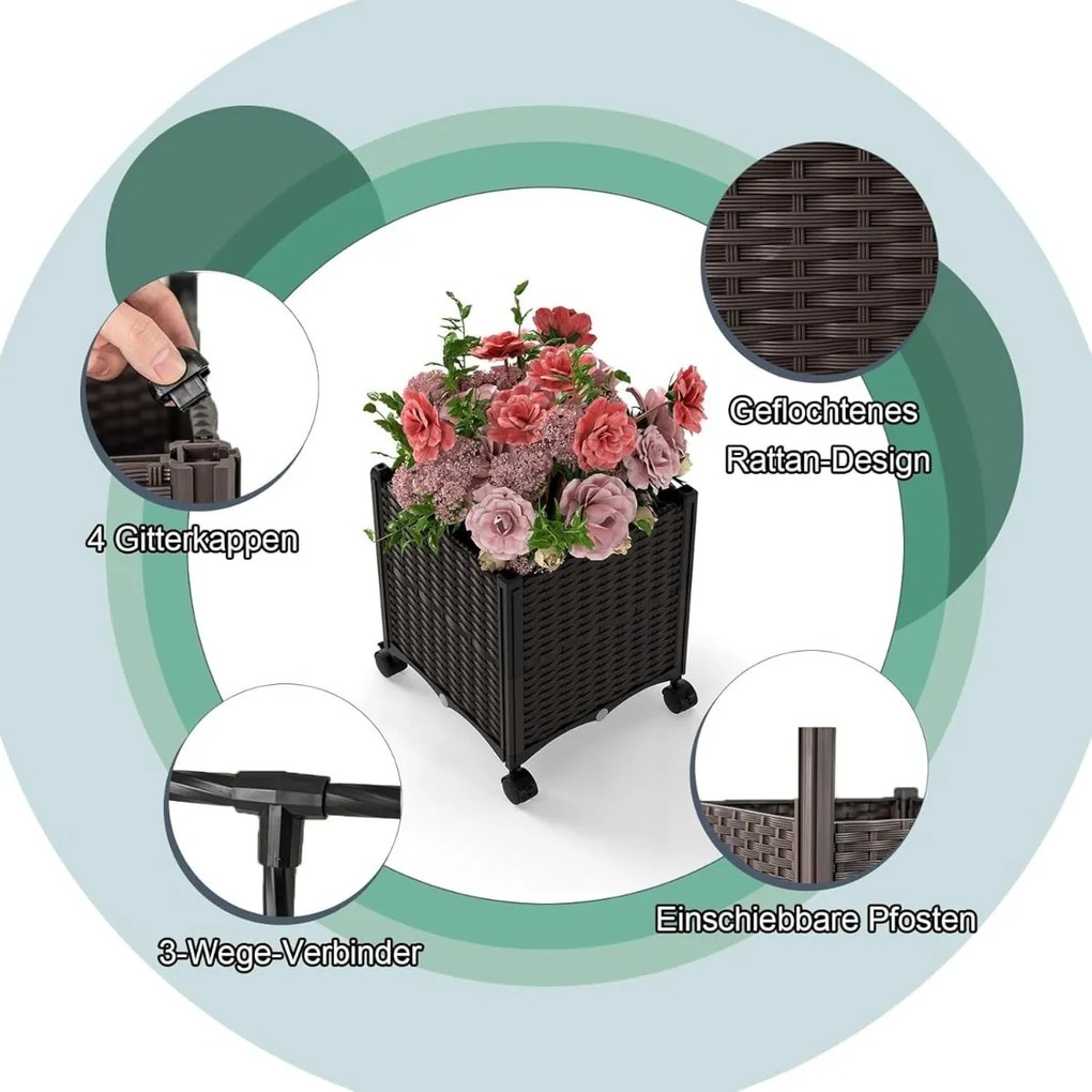 Costway Zahradní oblouk mřížovina s 2 truhlíky venkovní pergola mřížovina kovový