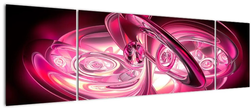 Obraz růžových fraktálů (170x50 cm)