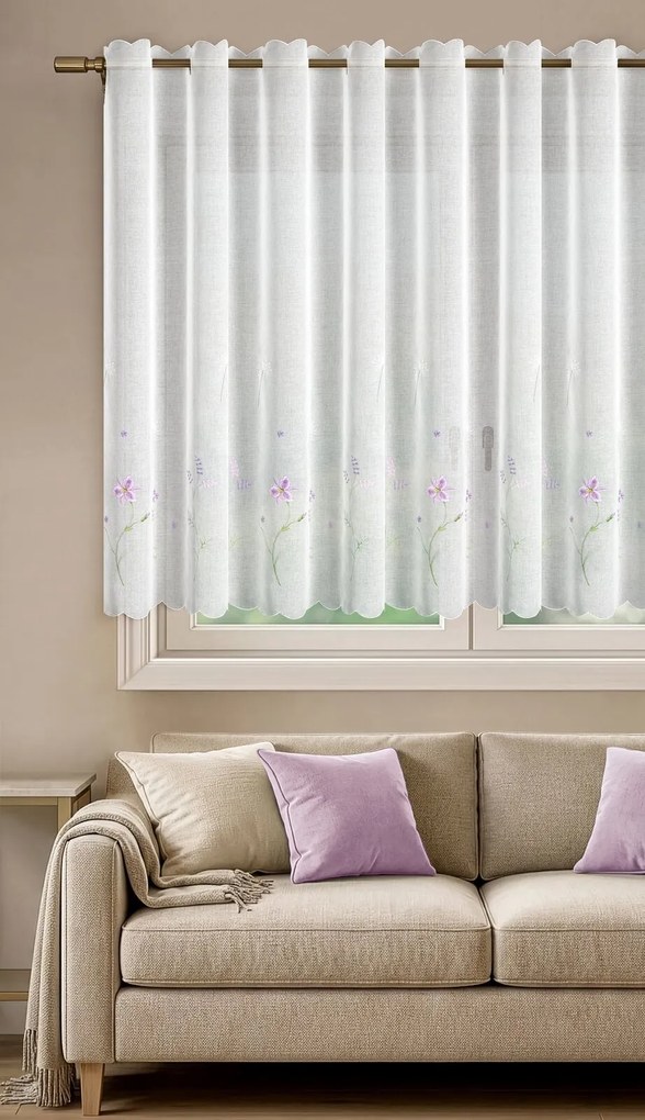 ZÁCLONA NA POUTKÁCH INESA 350X120 CM KVĚTY