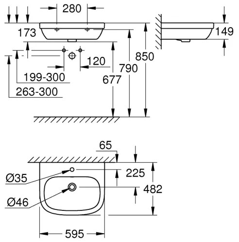 GROHE 39335000 - Umyvadlo EURO CERAMIC 595 × 482 mm keramika/bílá