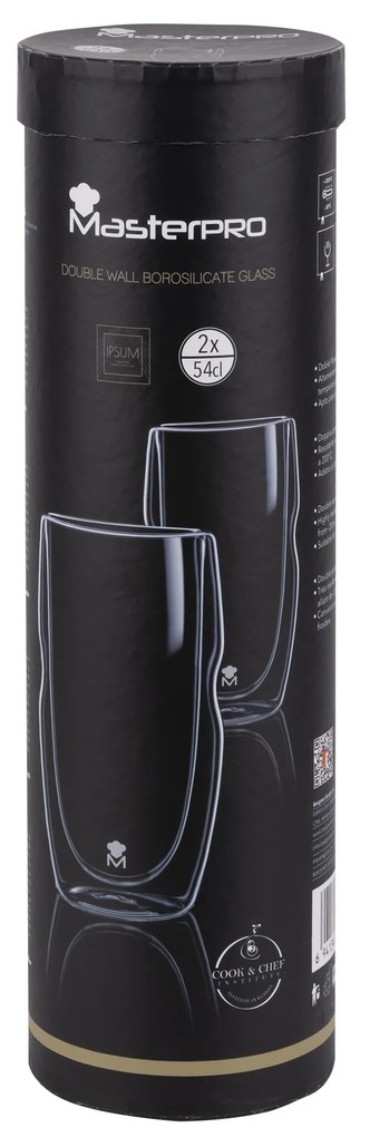 Vysoká sklenice Masterpro Barware Mixology 540 ml / borosilikát / 2 ks