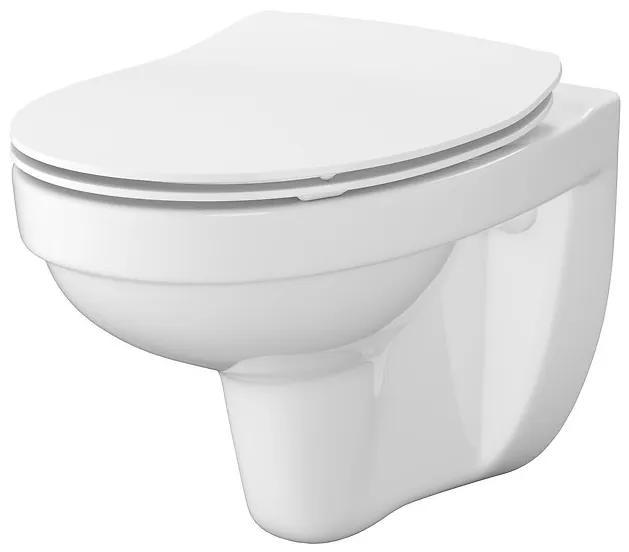 Cersanit Cersania SimpleOn, závěsná WC mísa 52,5x36x37,5 cm + sedátko s pomalým zavíráním z duroplastu, horizontální odpad, bílá, S701-566