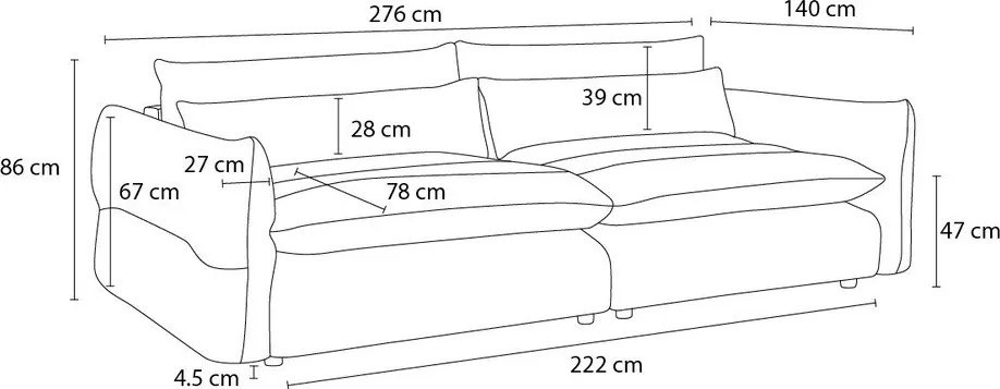 Tmavě modrá žinylková pohovka 276 cm Neil – Bobochic Paris