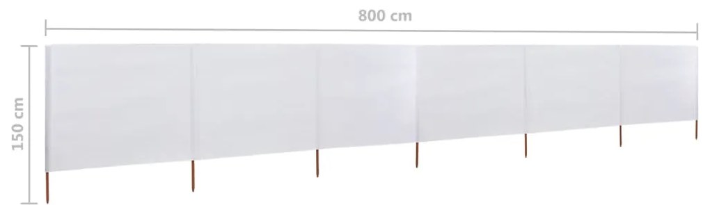 vidaXL Marketos 6dílná zástěna proti větru látková 800 x 120 cm pískově bílá