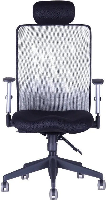 Office Pro Kancelářská židle na kolečkách Office Pro CALYPSO XL SP4 – s područkami a podhlavníkem Světle šedá 12A11
