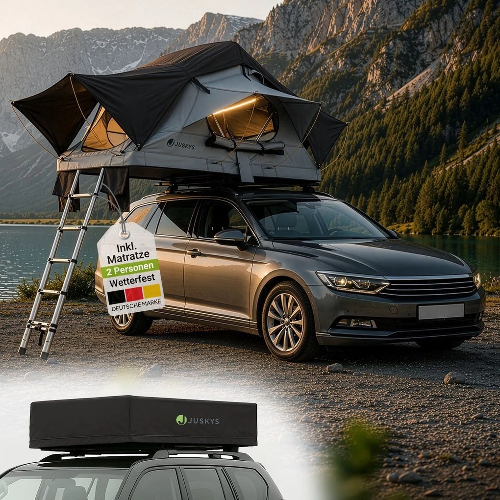 Juskys Autostan Lago pro 2–3 osoby Barva: černá / olivově zelená, Velikost: 120 × 210 cm
