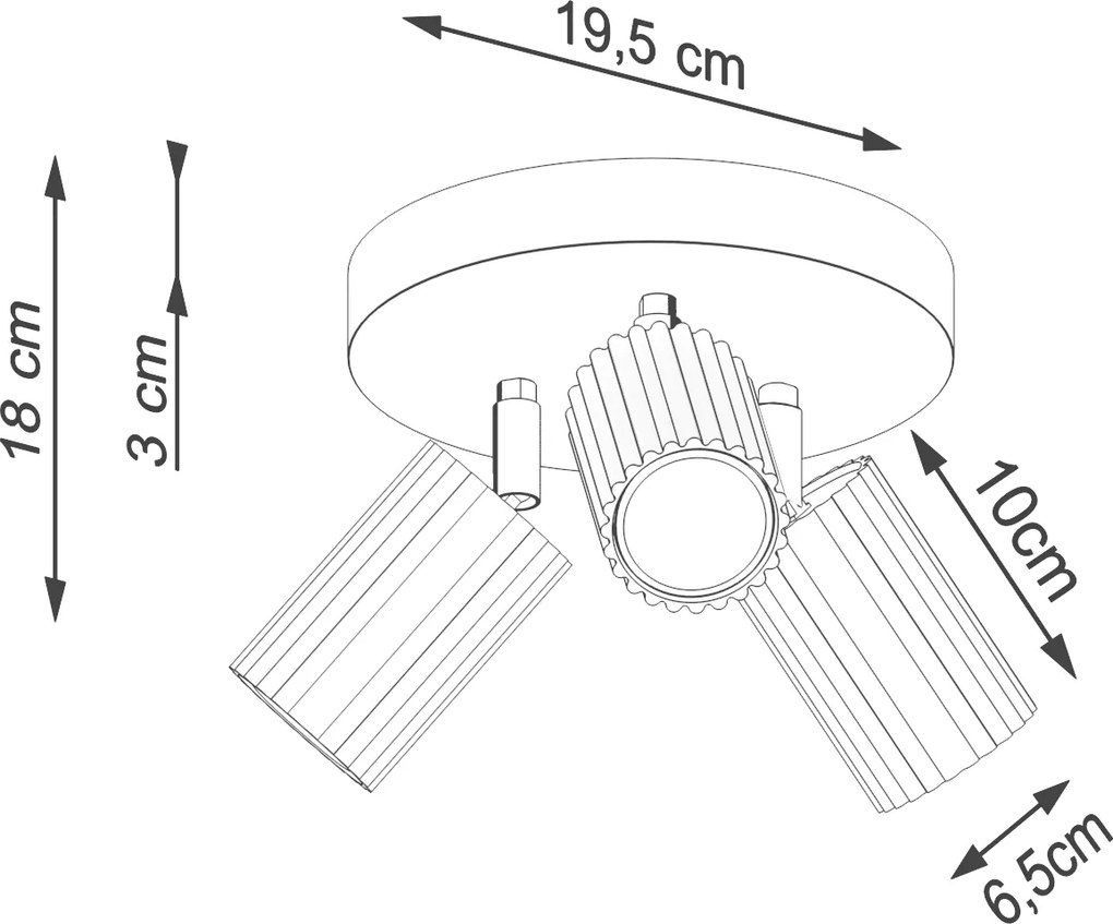 Stropní svítidlo Karbon, 3x tmavěbéžové hliníkové stínítko, (možnost polohování)