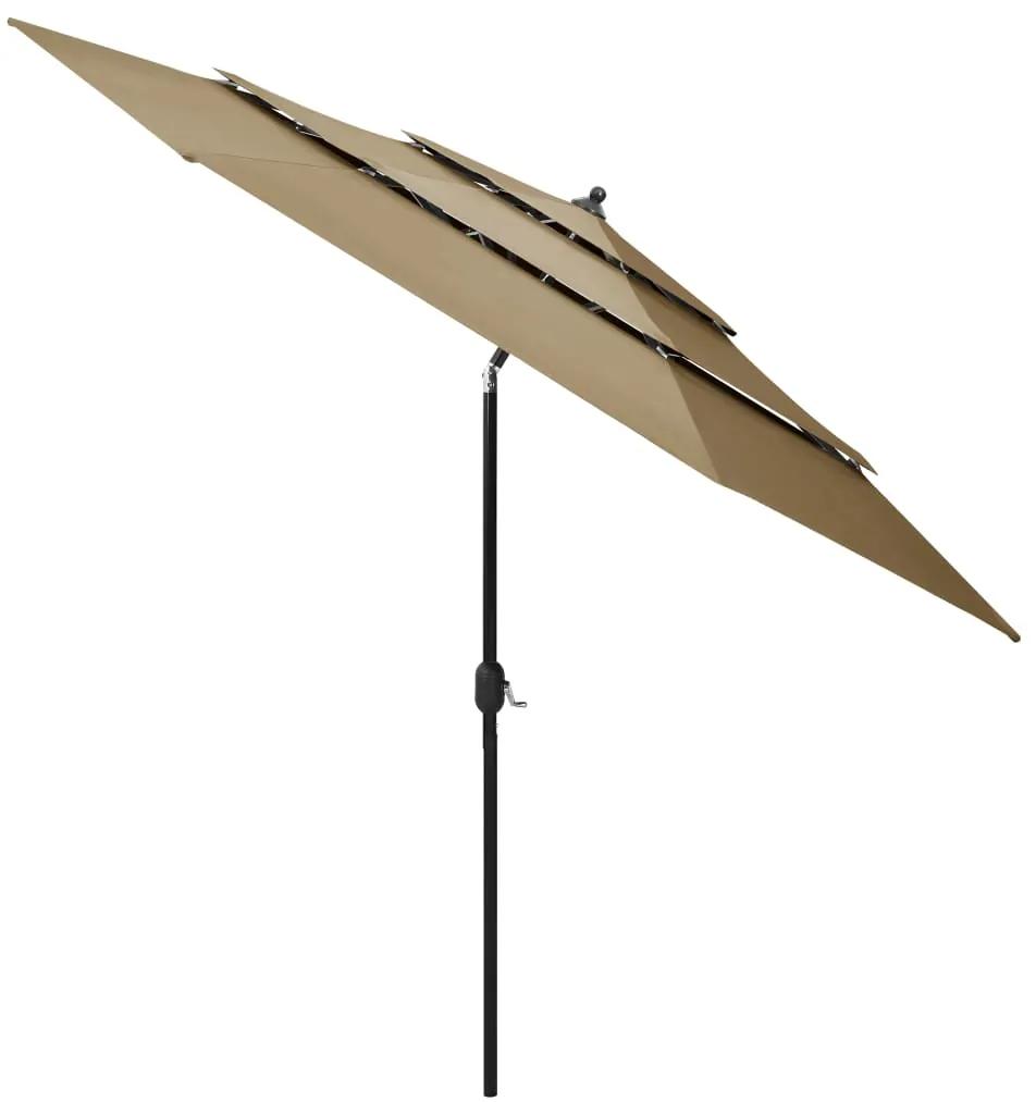 vidaXL 3stupňový slunečník s hliníkovou tyčí taupe 3 m