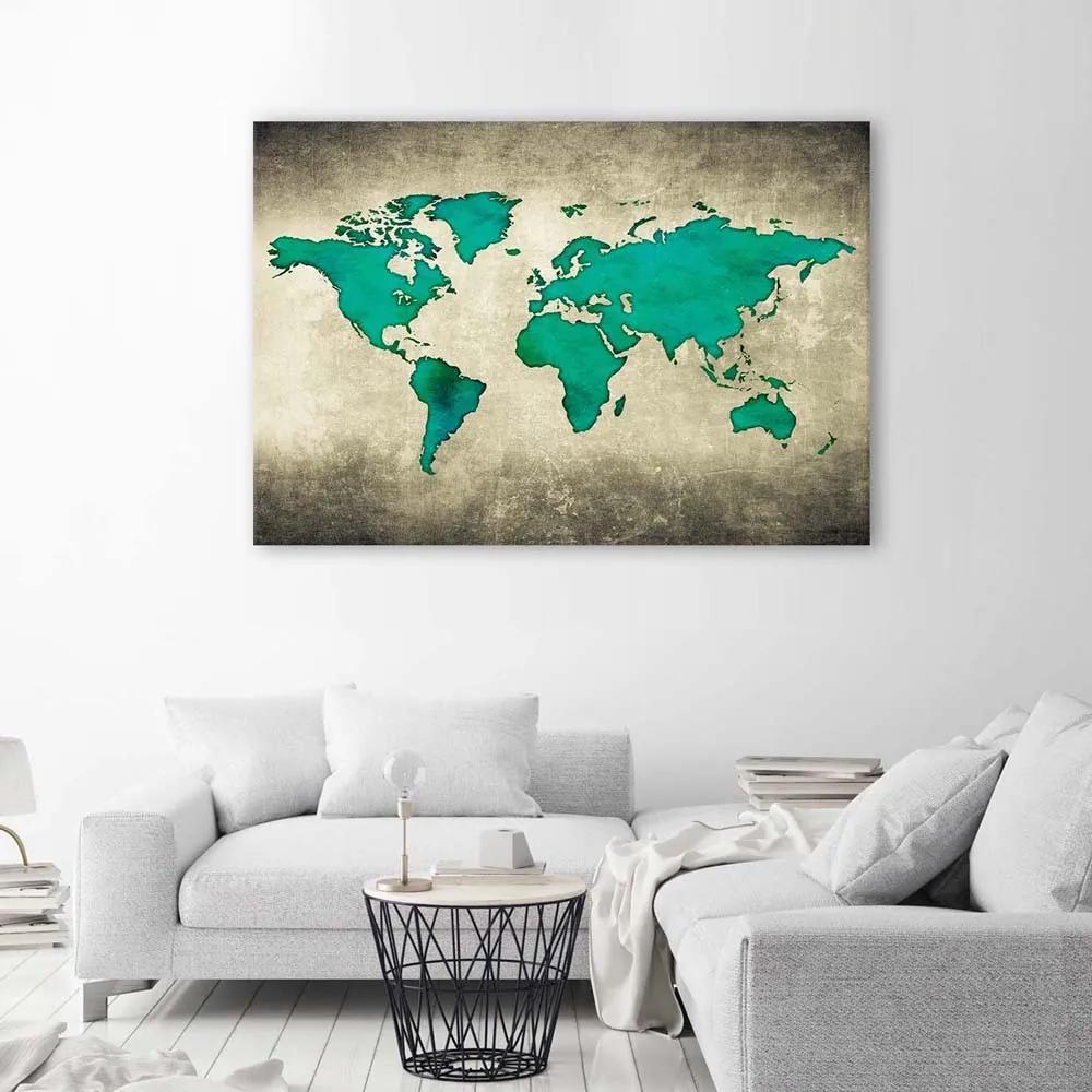 Gario Obraz na plátně Zelená mapa světa Rozměry: 60 x 40 cm