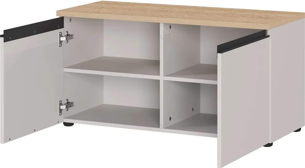 Šedobéžový/ve světle přírodní barvě botník s lavicí 96x49x41 cm Cormano – Germania