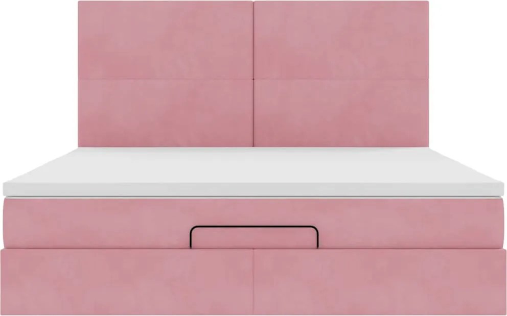 Osmanský rám postele s matracíes růžová 160x200cm samet 3313414