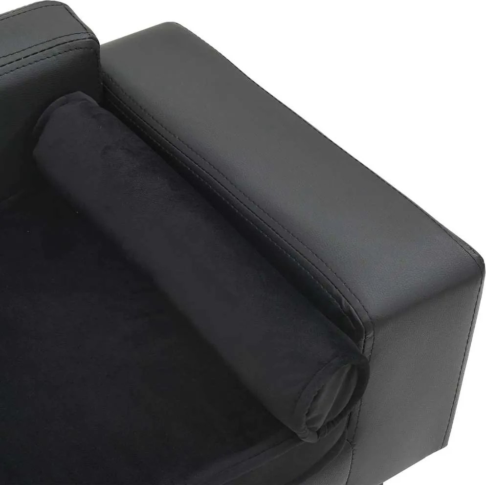 Pohovka pro psy tmavě šedá 81 x 43 x 31 cm plyš a umělá kůže 171044
