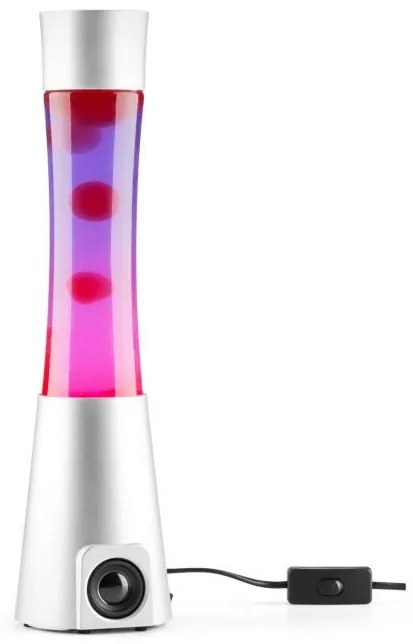 OneConcept LavaBoy lávová lampa bluetooth-reproduktor BT 3.0 AUX-In sklo stříbrná / červená