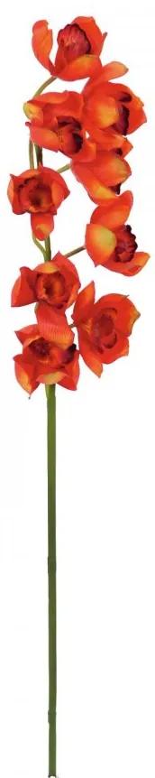 Umělá květina - Orchidej větvička, červená, 90 cm