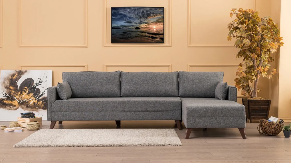 Hanah Home Designová pohovka BELLA šedá pravá 275 cm 825BLC1502