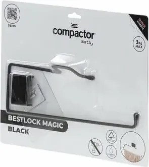 Compactor Bestlock Black Magic Malý samolepicí držák na ručník černá /