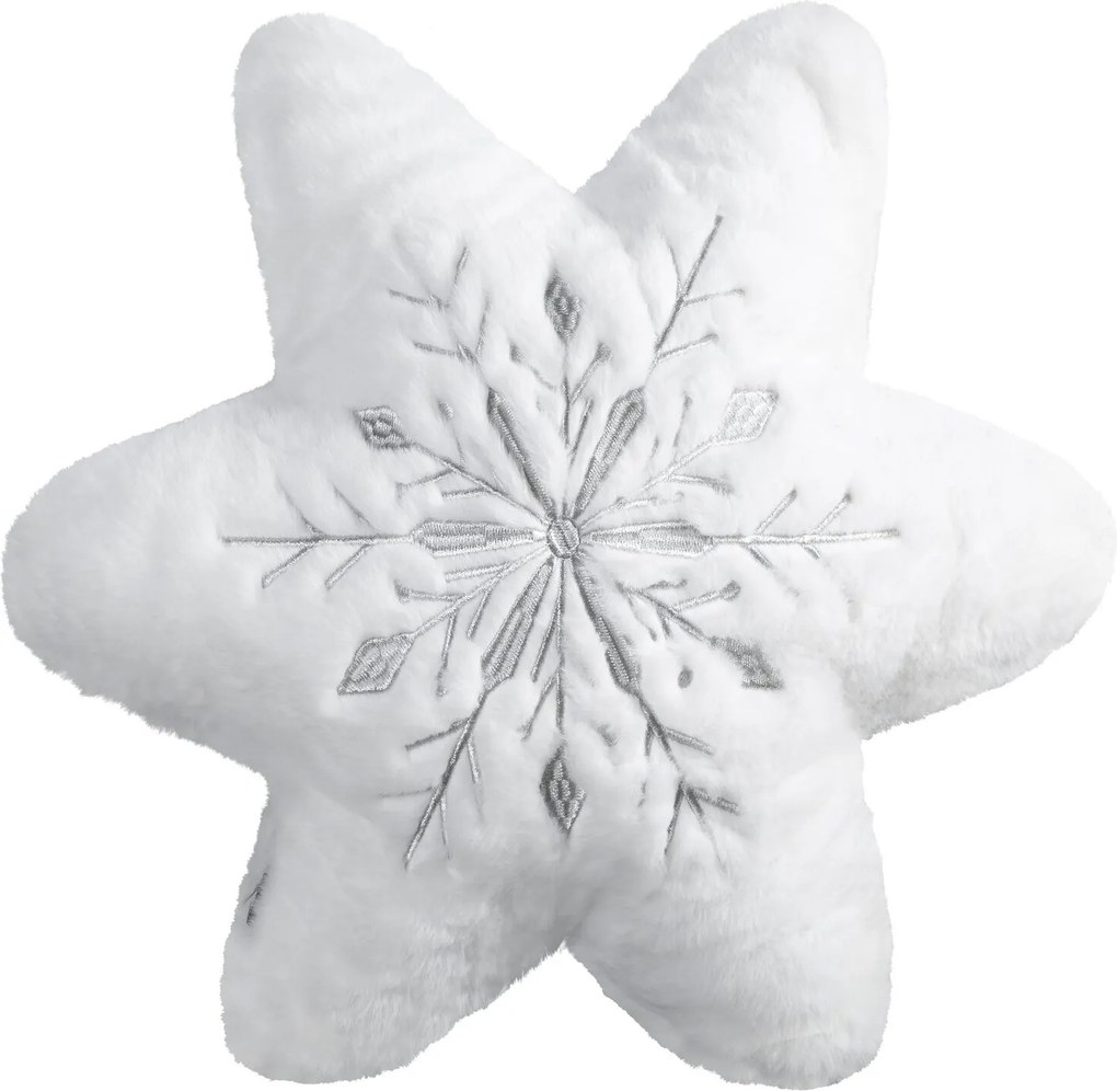 VÁNOČNÍ DEKORAČNÍ POLŠTÁŘ SNOWFLAKE1 43X43 CM BÍLÝ