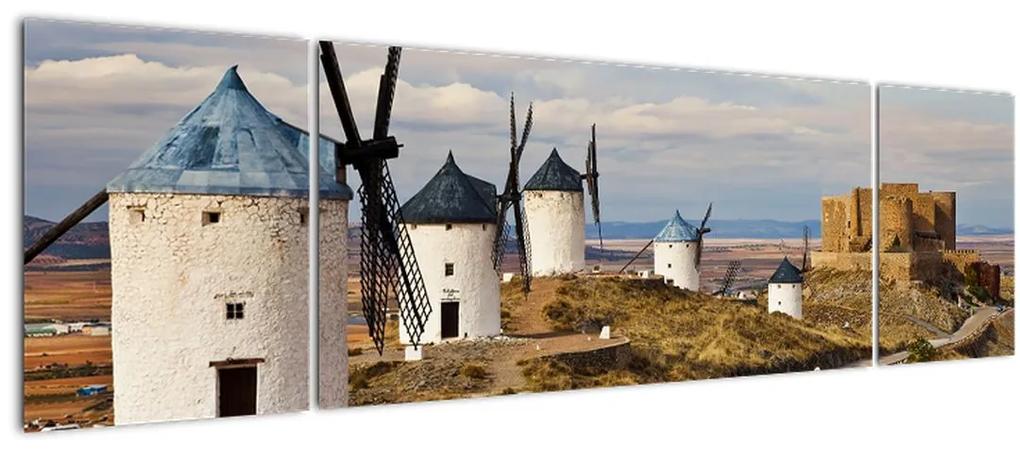 Obraz - Větrné mlýny Consuegra, Španělsko (170x50 cm)
