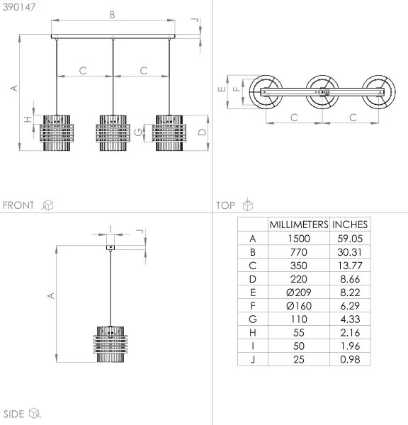 Eglo 390147 - Lustr na lanku OLTAMAR 3xE27/40W/230V krémová