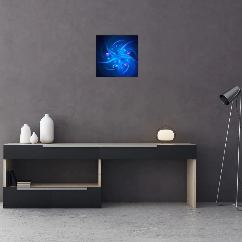 Moderní obraz modré abstrakce (30x30 cm)