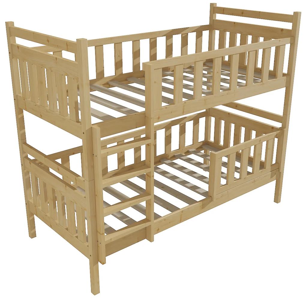 Vomaks Patrová postel PP 009 se zábranou Rozměr: 80 x 200 cm, Barva: surové dřevo, Prostor mezi lůžky: 80 cm